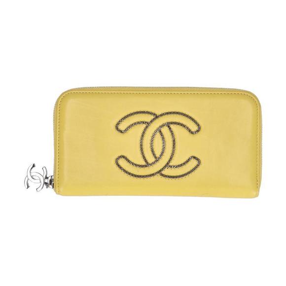 CHANEL | Bags | Chanel Leather Round Zip Long Wallet Yellow | Poshmark